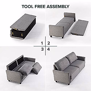 ZINUS Jackie Sofa Couch / Easy, Tool-Free Assembly, Soft Grey