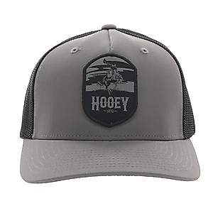 HOOEY Cheyenne Flexfit 5-Panel Western Lifestyle Curved Bill Patch Hat (Small/Medium, Charcoal/Black)