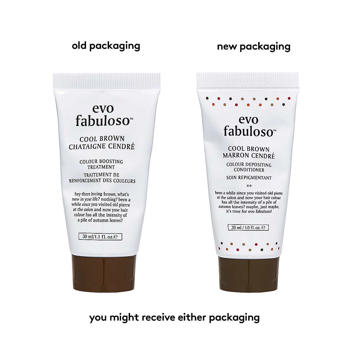 EVO Fabuloso Cool Brown Colour Depositing Treatment - Colour Care Conditioner for Colour -Treated Hair - Helps Maintain Colour Depth, Tone & Shine, 30ml / 1.01fl.oz