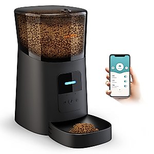 WOPET 6L Automatic Cat Food Dispenser,WiFi Automatic Cat Feeder with APP Control for Remote Feeding,Automatic Dog Feeder with Low Food Sensor and Voice Recorder,Up to 15 Meals per Day