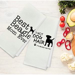 kunlisa Funny Beagle Dog Absorbent Kitchen Towels and Dishcloths 16×24 Inches Set of 4,Cute Beagle Lovers Gifts Hand Towel Dish Towel Tea Towel for Kitchen Bathroom Decor,Beagle Owners Gifts