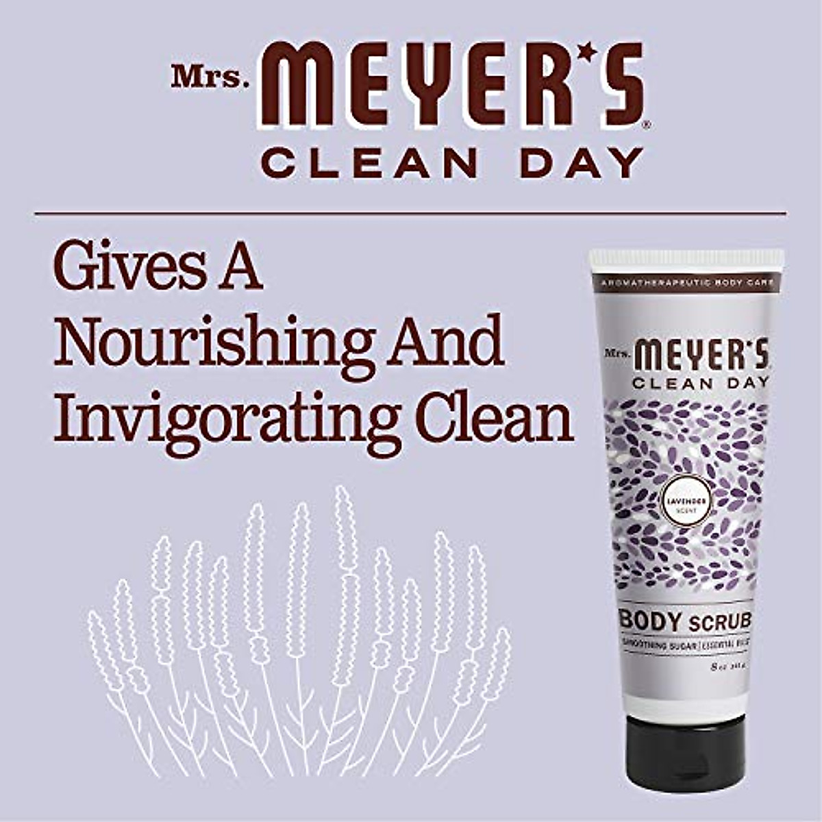 MRS. MEYER'S CLEAN DAY Exfoliating Body Scrub, Sugar Scrub that Leaves Skin Feeling Hydrated & Fresh, Made with Essential Oils, Lavender, 8 oz