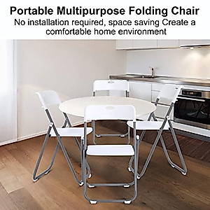 8 Pack 8 Pack Folding Plastic Chair with 330lb Capacity Stackable Folding Chair Portable Metal Foldable Chair Fold up Event Chairs for Office Dining Wedding Party Supplies Indoor Outdoor (White)