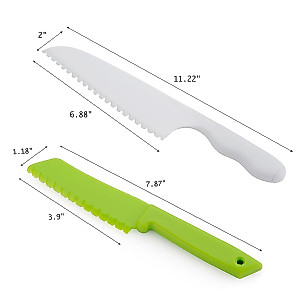 ONUPGO Knives for Kids 6-Piece Nylon Kitchen Baking Knife Set: Plastic Knife Set Children's Cooking Knives Colors/Firm Grip, Serrated Edges, BPA-Free Kids' Knives