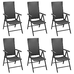WHOPBXGAD 7 Piece Patio Dining Set Lawn Furniture,Patio Furniture Sets,Patio furnitureSui for patios, Gardens, lawns, Balconies, Poolside,Black Poly Rattan