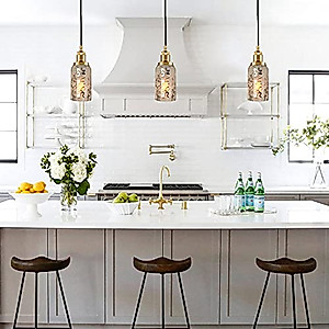 Voguad Electroplated Floral Pattern Replacement Glass Lamp Shade 2 Pack, Frosted Glass Light Cover for Light Fixture,Glass Shade for Wall Sconce,Kitchen Pendant Light,Bedside Lamp,1 5/8 Inch Fitter