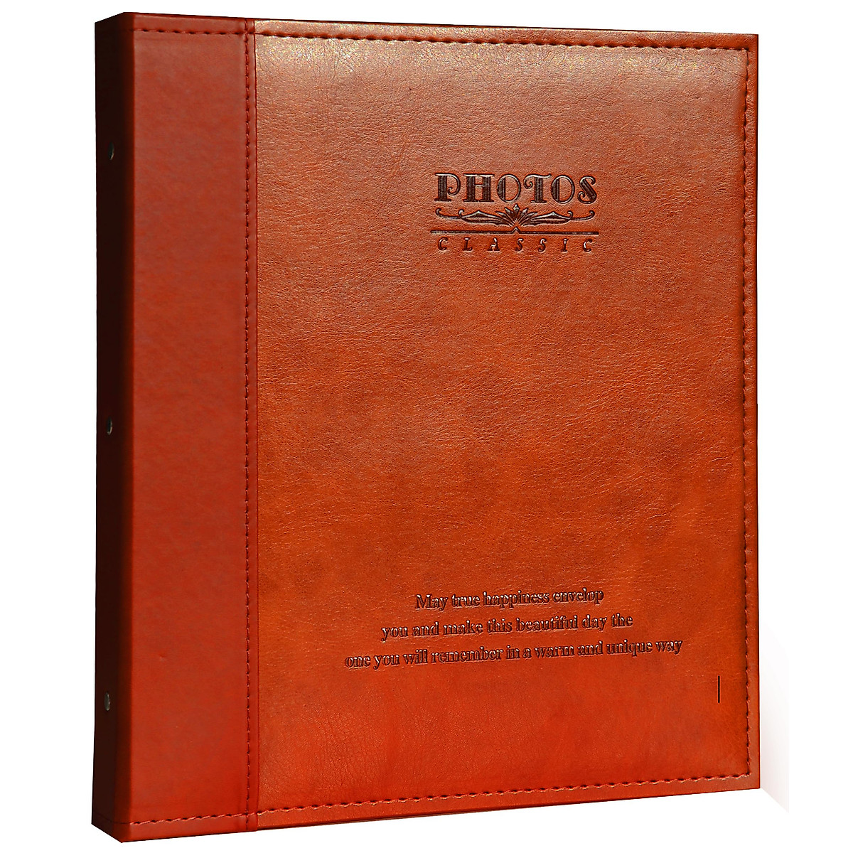 ZOVIEW Magnetic Self-Stick Page Photo Album, Family Album, Leather Cover, Hand Made DIY Albums Holds 3X5, 4X6, 5X7, 6X8,8X10 Photos A52035 (Red Brown, Large)