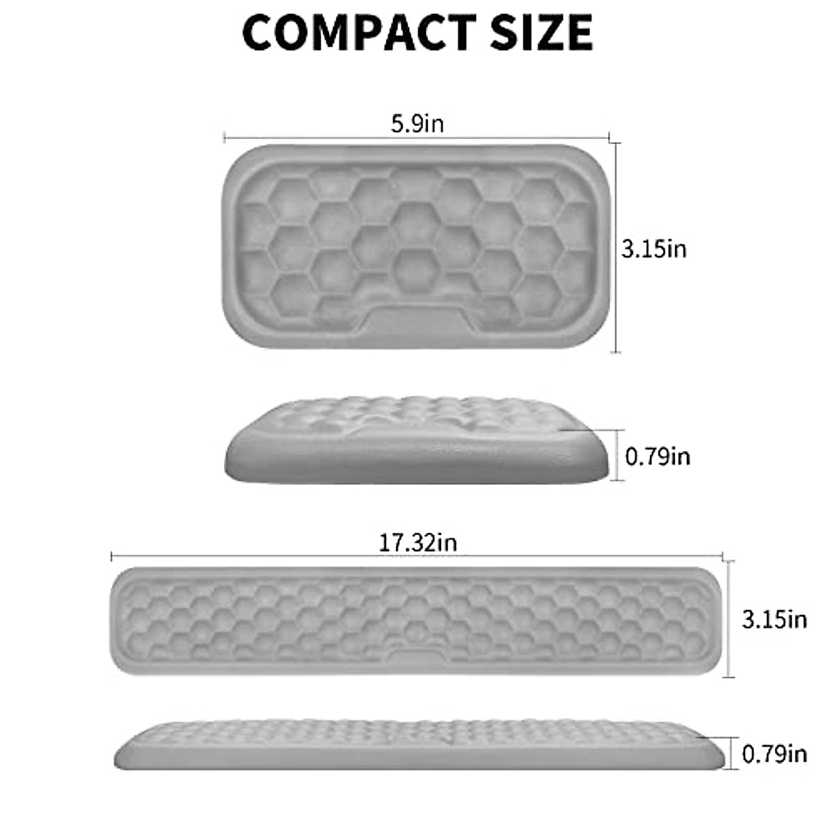 Giecy Keyboard Wrist Rest,Keyboard Pad Upgrade Enlarge Gel Memory Foam Set Keyboard Rest Cushion Support for Office, Computer Laptop Comfortable Lightweight for Easy Typing Pain Relief, Grey