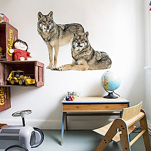 Pinenjoy Lifelike Wolf Wall Decal Wild Animal Wall Sticker 27.6x22inch Removable Self-Adhesive Vinyl Wall Art Decors for Living Room Children Bedroom Nursery Classroom Playroom