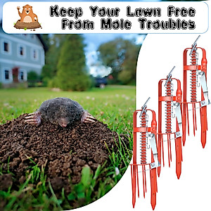 Qualirey 3 Pcs Mole Trap for Lawns, Spear Style Mole Killer for Garden Yard Outdoor, Alloy Steel Mechanical Vole Gopher Trap, Quick and Clean Mole Traps That Kill Best