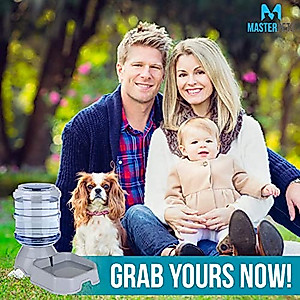 Automatic Dog Water Bowl with Wide Bowl for Dogs Cats Small Pets Under 30 lbs, 1 Gallon 3.8 Liter Capacity Replendish Gravity Waterer with Safety Twist Lock Opening, Dog Food Recipe eBook Included