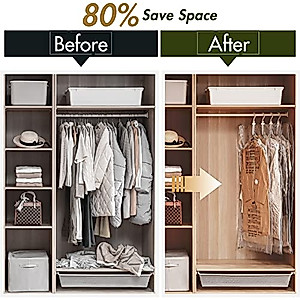 TAILI Jumbo Cube Vacuum Storage Bags 4 Pack and Hanging Vacuum Storage Bags 4 Pack, Space Saver Bags for Clothes and Bedding, Saving 80% Storage Space