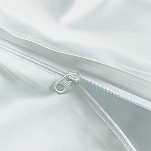 YuHeGuoJi Floral Duvet Cover Queen Size 100% Egyptian Cotton Light Blue Botanical Duvet Cover 3 Pcs Set 1 Garden Plant Branches Patterned Duvet Cover with Zipper Ties Grey Flower Bedding Set Soft