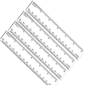 6 Inches Plastic Straight Hard Ruler 4 Pack Viaky See Through Flexible Ruler with Inches and Metric Measuring Tool for Student School Office, Clear