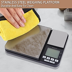 BOMATA Dual Platform Digital Kitchen Scale with Two Precision 0.1 g & 0.01 g/0.001 oz, Max Capacity 11 lb/5 kg, Food Scales Grams and Ounces with Stainless Steel, Backlit LCD