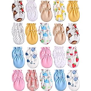 20 Pairs Newborn Baby No Scratch Mittens Unisex Baby Cotton Gloves Infant Toddler Mitts Set for 0-6 Months Baby Boys and Girls