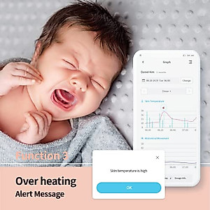 Nearbebe Care Plus(WiFi Version, 2023) - Infant, Baby Safety Monitor: Live Tracks, Alert on No Breathing, Rollover, Skin Temperature, Movement Sensor, Smartphone App, Room Temp & Humidity(SkyBlue)