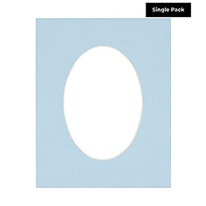 8.5x11 Mat Bevel Cut for 5x7 Photos - Precut Baby Blue Oval Shaped Photo Mat Board Opening - Acid Free Matte to Protect Your Pictures - Bevel Cut for Family Photos, Pack of 1 Matboard