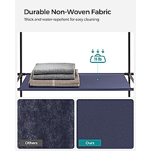 SONGMICS Closet Wardrobe, Portable Closet for Bedroom, Clothes Rail with Non-Woven Fabric Cover, Clothes Storage Organizer, 59 x 17.7 x 69 Inches, 12 Compartments, Dark Blue ULSF003I02