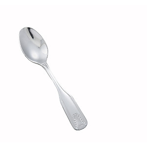 Winco 12-Piece Toulouse Demitasse Spoon Set, 18-0 Extra Heavy Weight Stainless Steel, Silver