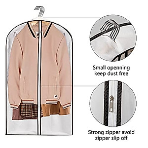 Mskitchen Hanging Clothes Bag with 4" Gusseted Garment Bag (Set of 3) for Storage Suit Bag for Closet Clear Garment Bags Dress Covers Garment Bags for Suits, Sweaters, Shirts - 24'' x 40"x4''/ 3 Pack