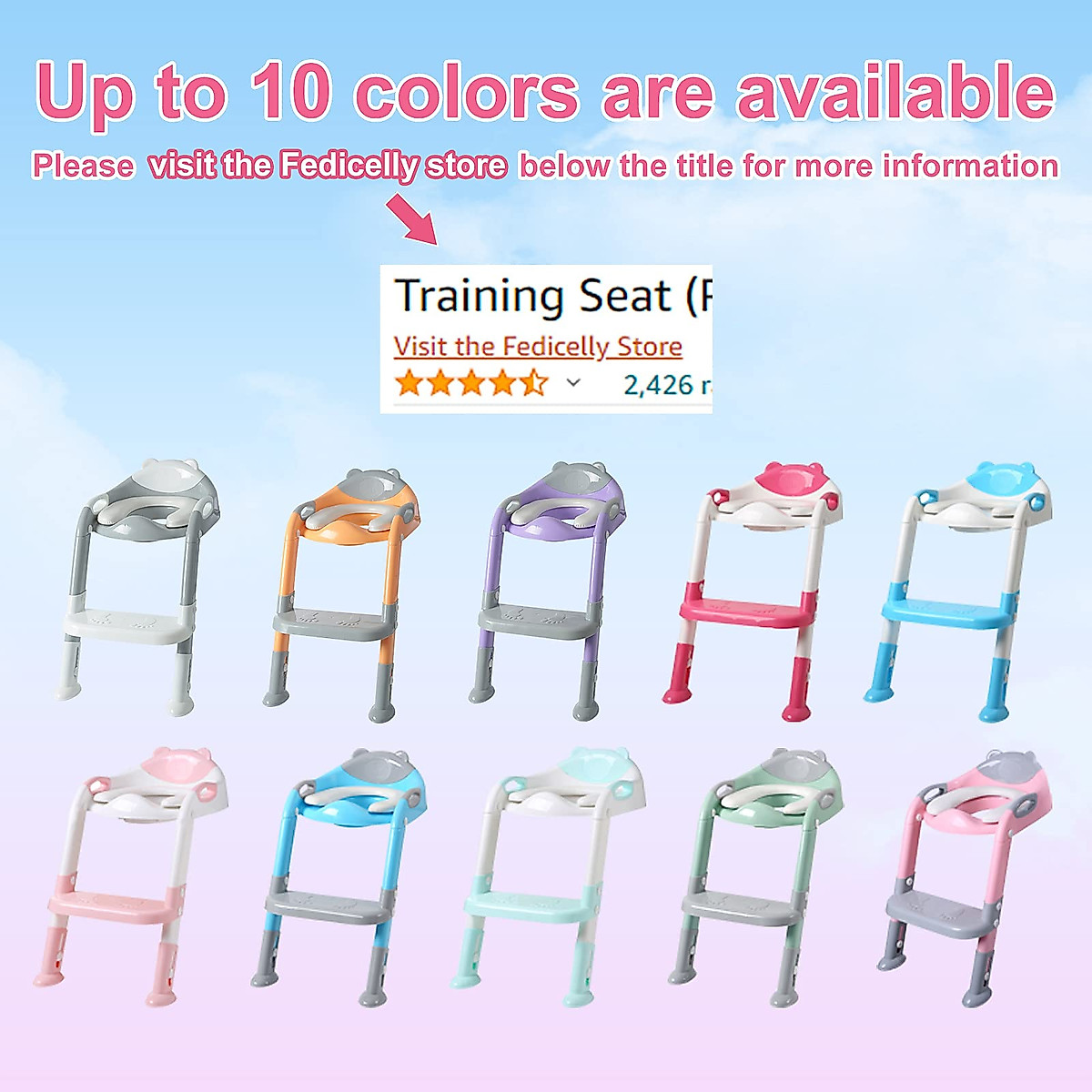 Fedicelly Potty Chair,Toddlers Potty Training Toilet Seat Boys Girls, Kids Potty Training Seat Step Stool Ladder(Gray/White)