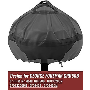 NUPICK Grill Cover for George Foreman 15-Serving GGR50B, GFO3320, GFO240 Electric Grill, Easy Take Off Handle Design, All Weather Resistant Small Round Grill Cover