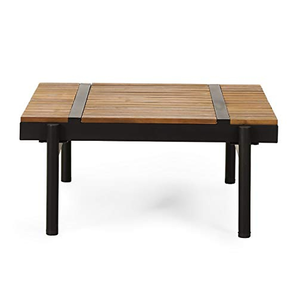 Christopher Knight Home Theo Outdoor Conversation Sets, Cream + Black Metal + Teak