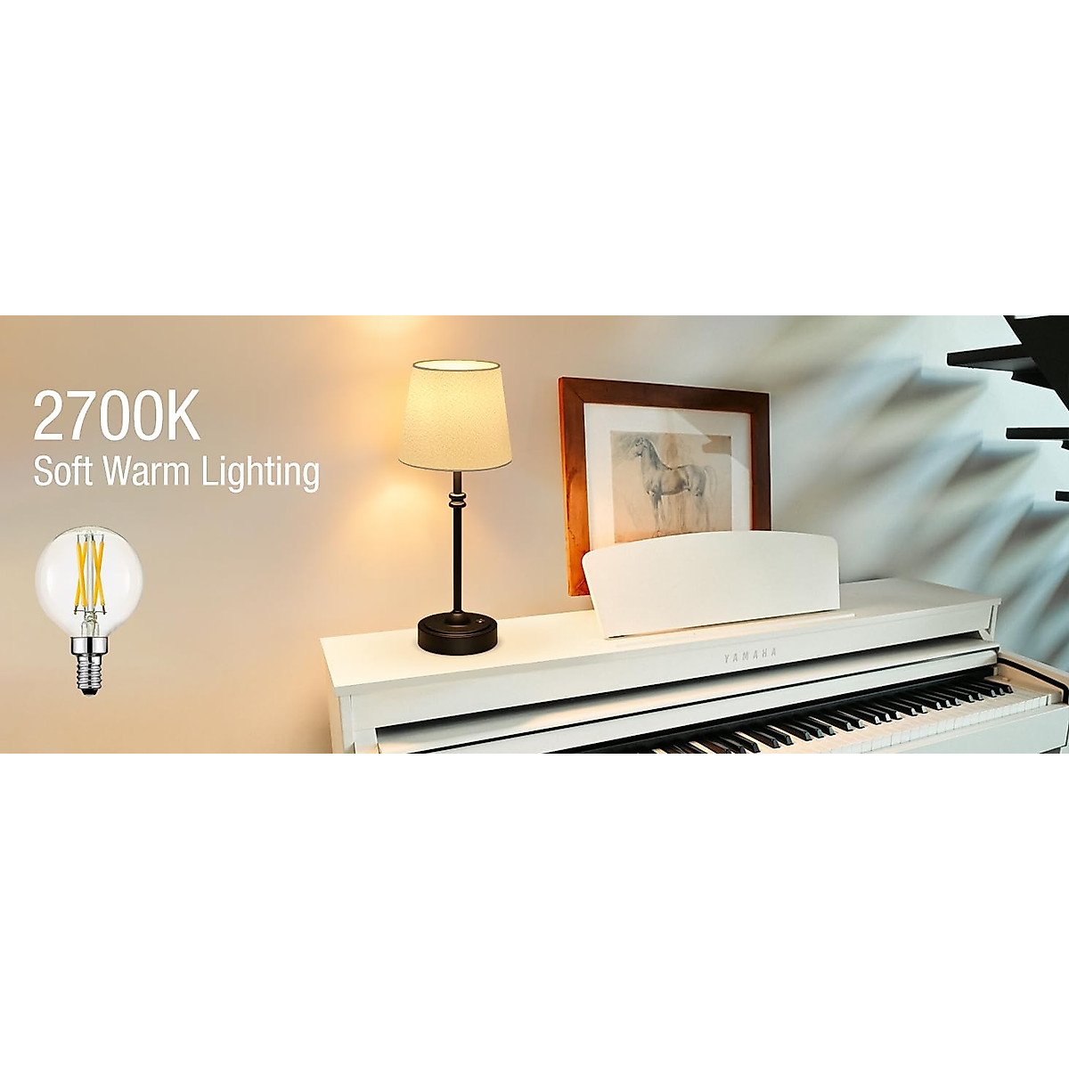 ONEWISH Dimmable LED Bulb, e12 g16 1/2 LED Candelabra Bulb, 2700K 250lm, 3.7V-5V, Suitable Cordless Lamp