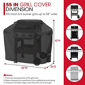 Unicook Grill Cover 55 Inch, Heavy Duty Waterproof Barbecue Gas Grill Cover, Fade and UV Resistant BBQ Cover, Durable Barbecue Cover, Compatible for Weber Char-Broil Nexgrill Grills and More