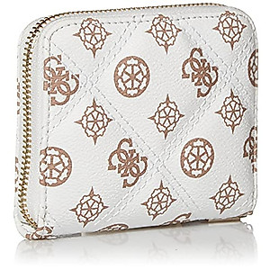 GUESS Cessily Small Zip Around Wallet, White Multi