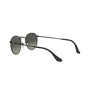 Ray-Ban RB3447N Round Flat Lens Sunglasses, Black/Light Grey Gradient Dark Grey, 53 mm