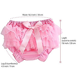 WELROG Baby Girls Cake Smash Outfit - Tutu Bloomers Diaper Cover Headband Pearl Necklace for First Birthday (Pink)