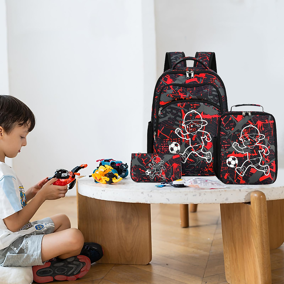 Kids Backpack for School Boys Girls Space Preschool Bookbag with Lunch Box Pencil Case Set Elementary Backpacks Kindergarten School Bags (Astronaut-Navy Blue)