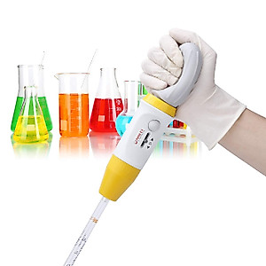 Lab Serological Pipette Controller, Four E's Scientific Manual Pipette Filler, 0.1-100mL, Yellow