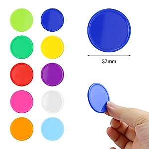 YEXPRESS 500 Pieces Plastic Poker Chips, Poker Card Game Chips Bulk, Counting Discs Markers for Learning Math Counting, Game Play, 37mm/10 Colors