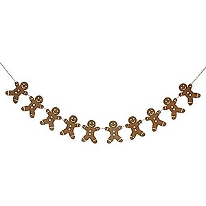 Wooden Gingerbread Man Christmas Garland Party Bunting Decoration, 2M