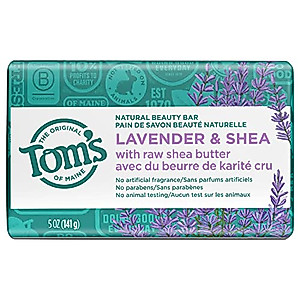Tom's of Maine Natural Beauty Bar Soap, Lavender & Shea With Raw Shea Butter, 5 oz. 6-Pack