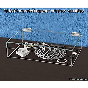 Acrylic Locking Display Case with Keys 12" x 8" x 4" Clear Countertop Rectangular Tray with Lid for Tradeshows Expos Flea Markets and Swap Meets by Marketing Holders