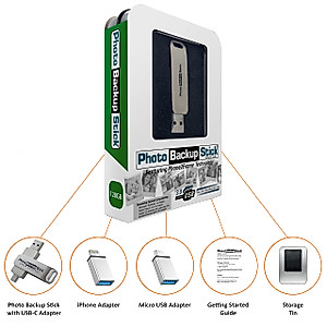 Photo Backup Stick Omega Universal Picture and Video Backup for Any Device - iPhone, Android, Computer, Tablets (128GB)