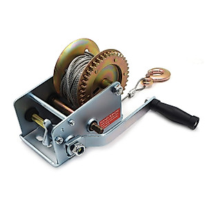 HTTMT- 2000Lbs Dual Gear Hand Winch Towing Boat Trailer w/ 33FT Steel Cable Hand Crank [P/N:ET-TOOL003-BY20 w/Cable-RAW]
