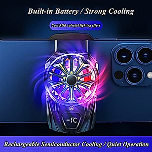 JUHARFA Phone Cooler, Wireless Phone Cooling Fan for Gaming, LED Temperature Display Battery/USB Powered Universal Back Clip Phone Fan for iPhone Samsung and Moto, etc (White)