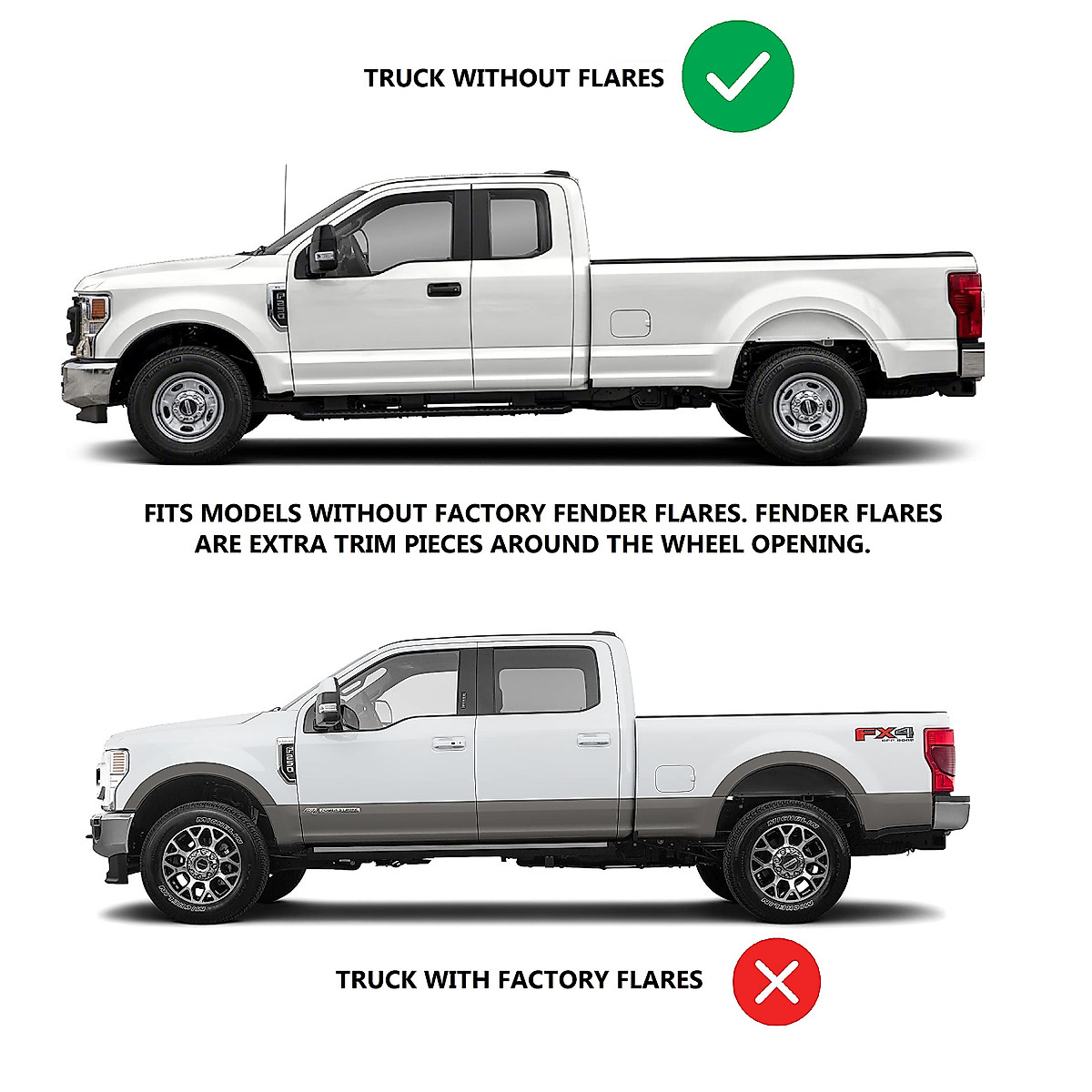 Husky Liners — Front & Rear Mud Guards | Fits 2017 - 2024 Ford F-250/F-350 w/ Single Rear Wheels & w/o OEM Fender Flares - Black, 4 Pc | 58466