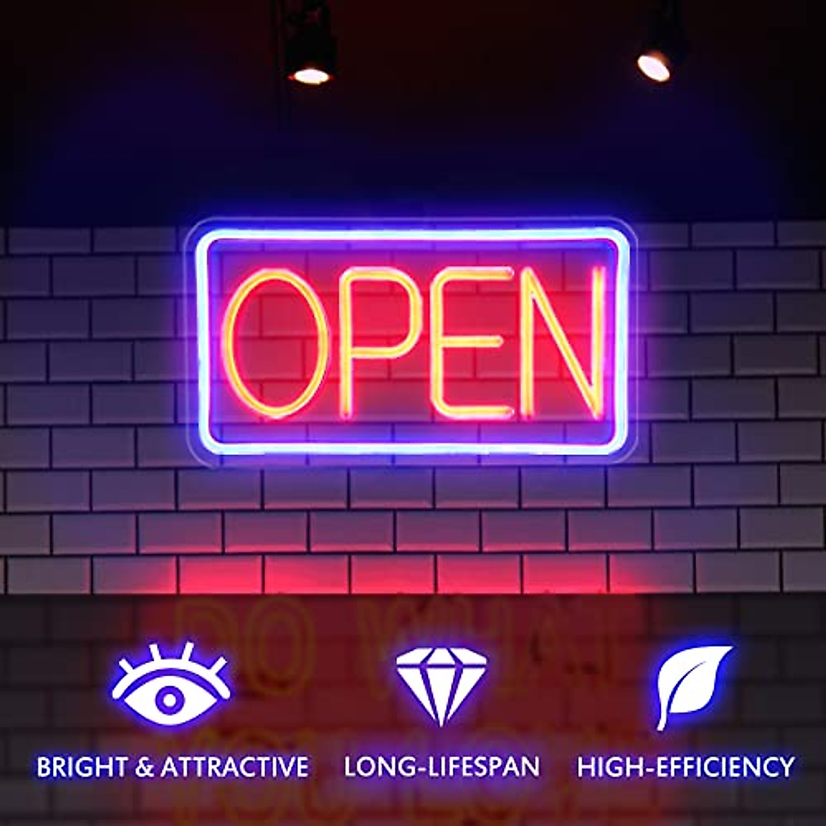 Open Signs for Business,Neon Open Sign Led,16.5"x 9",with Open/Closed Bussiness Hour Sign Set,Light for Bar Coffee Salon Store Window,12V/2A Adapter with ON/OFF Switch (Blue/Red Horizontal)
