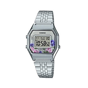 Casio LA680WA-4C Women's Vintage Floral Dial Alarm Chronograph Digital Watch