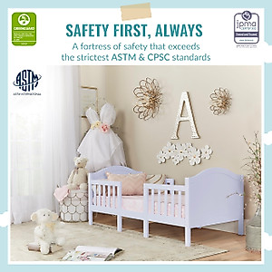 Dream On Me Portland 3 In 1 Convertible Toddler Bed in Lavender Ice, Greenguard Gold Certified
