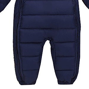Happy Cherry Baby Winter One Piece Snowsuit with Hood Gloves Zipped Toddler Padded Sleepsuit Navy