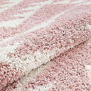 Well Woven Madison Shag Edona Pink Moroccan Tribal 5'3" x 7'3" Area Rug, 5 ft 3 in x 7 ft 3