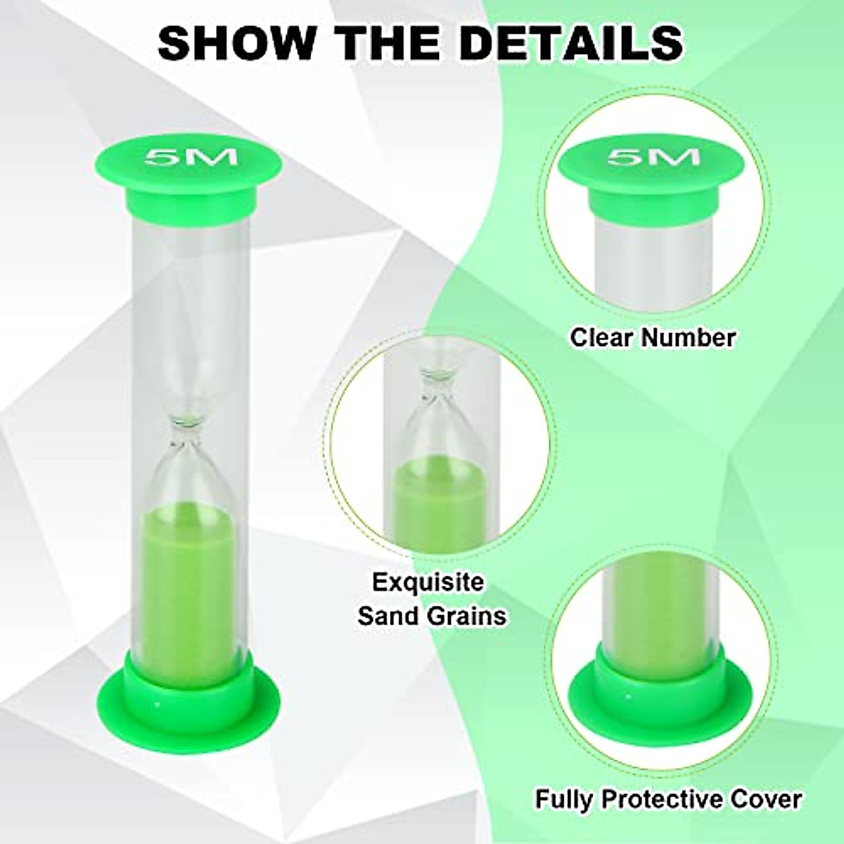 WOPPLXY 6 Pcs Sand Timer, Plastic Sand Clock Timer, Colorful Plastic Hourglass Timer 30sec / 1min / 2mins / 3mins / 5mins / 10mins for Brushing Children's Teeth, Cooking, Game, School, Office