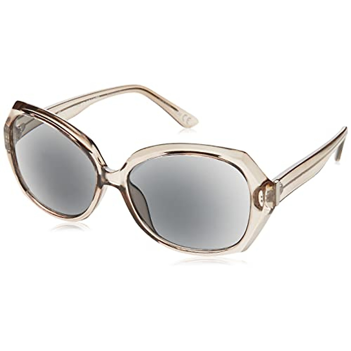 Sofia Vergara x Foster Grant Sofia Vergara x Foster Alejandra Square Reader Sunglasses for Women, Shiny Crystal Taupe, 58 mm + 1.25